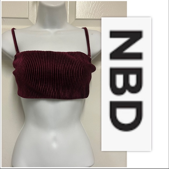 NBD | Tops | Nbd Red Velvet Ribbed Cropped Top | Poshmark
